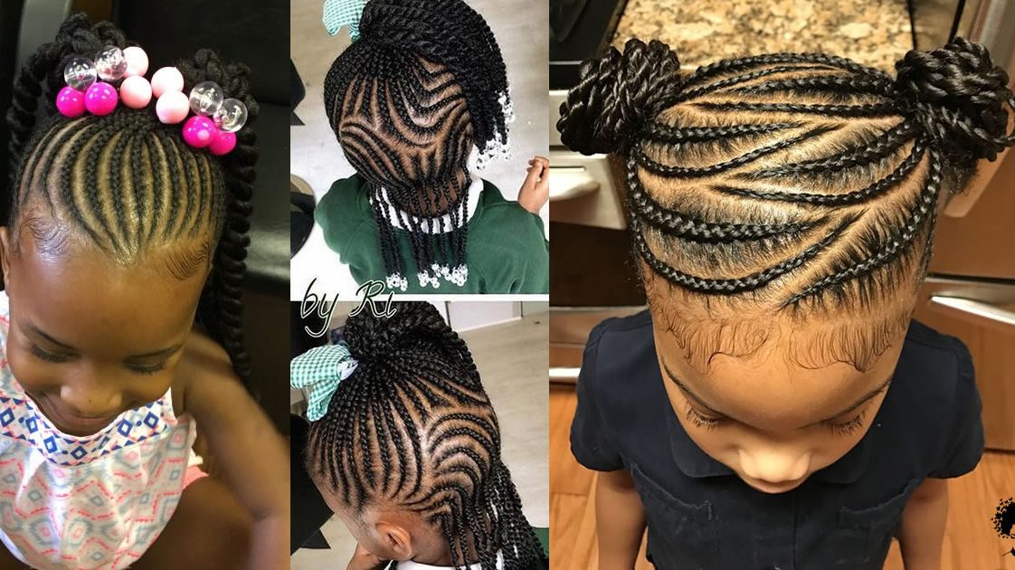 Threaded Shuku or Cornrowed Bun - Braids Hairstyles for Black Kids