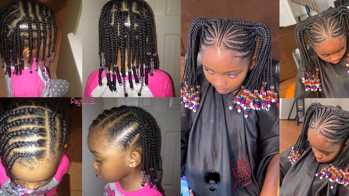 Mini Plaits With Rubber Bands and Beads - Braids Hairstyles for Black Kids