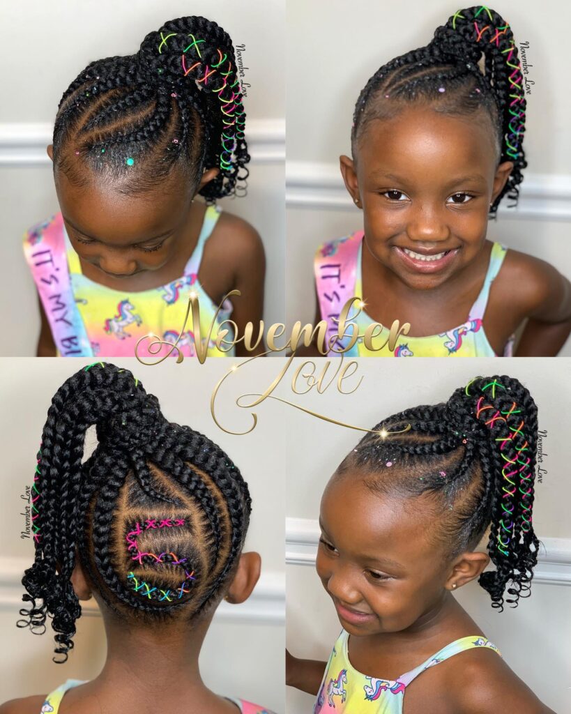 “Beaded Cornrow Ponytails for a Sleek Look” – Braids Hairstyles for Kids