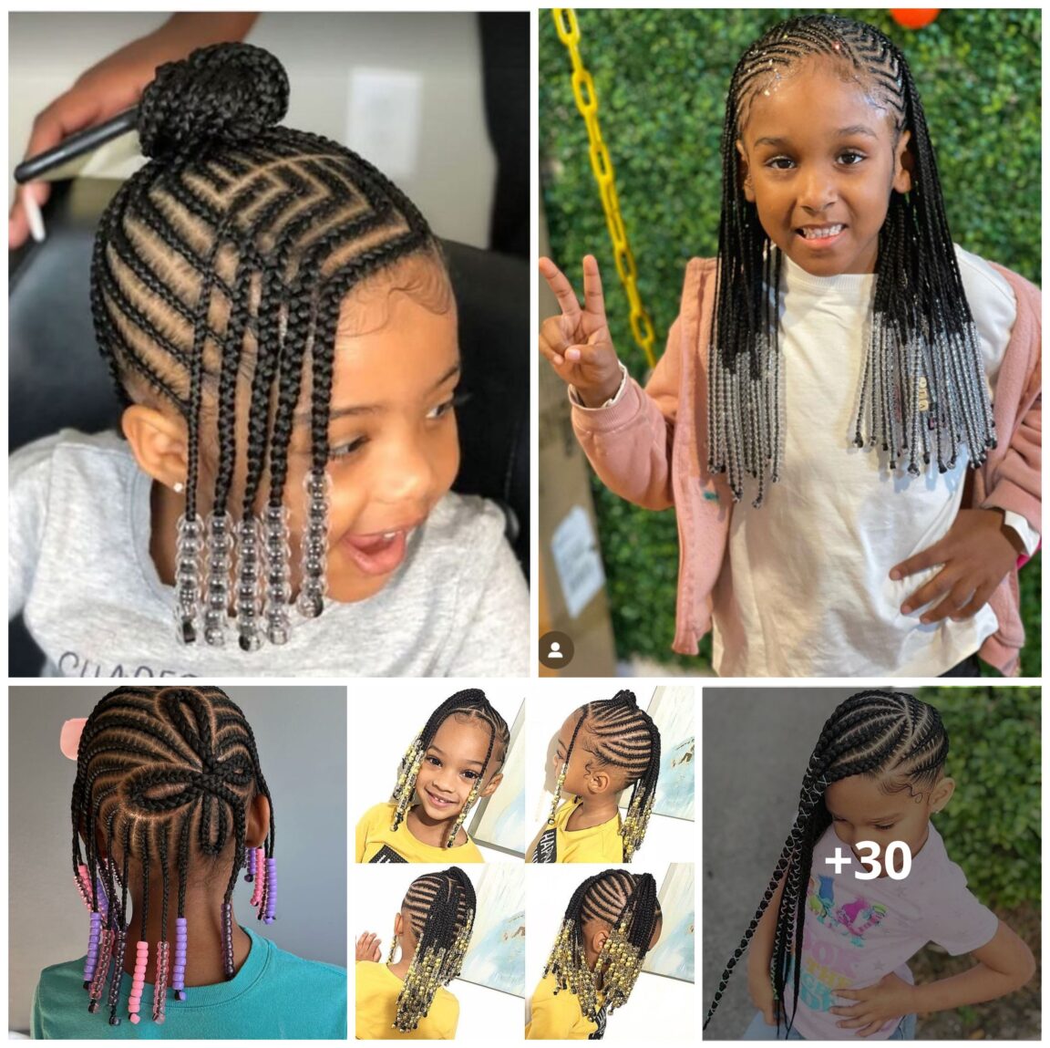 Playful Cornrow Braids and Beads Hairstyles for Little Ones